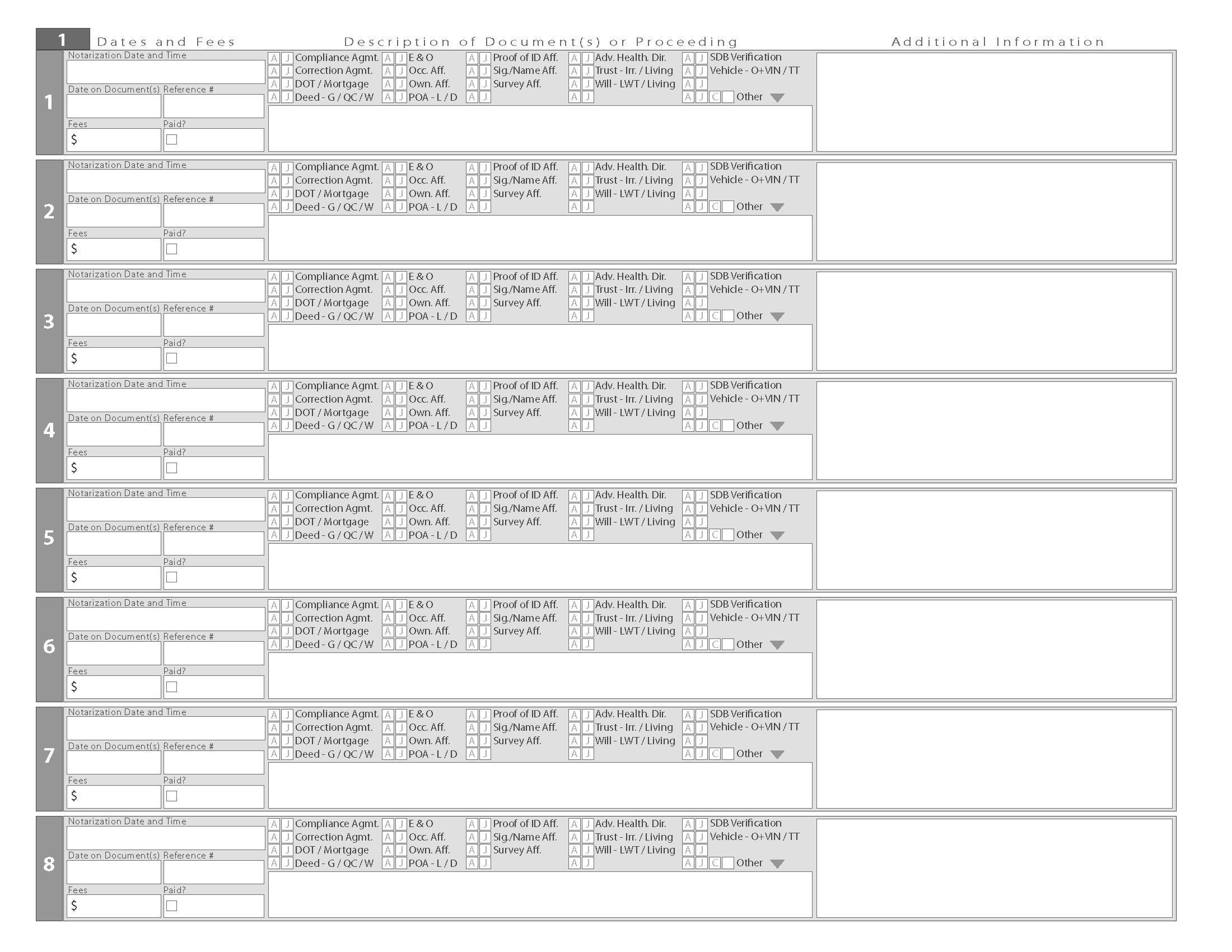 Notary Journal Template